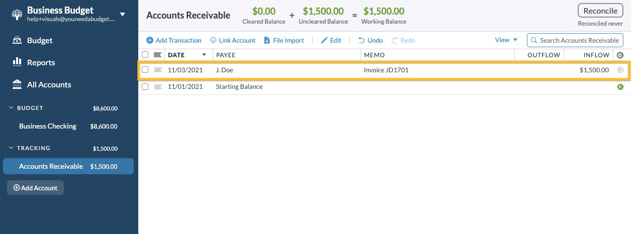Use YNAB to Track Accounts Receivable REALLY Easily | YNAB